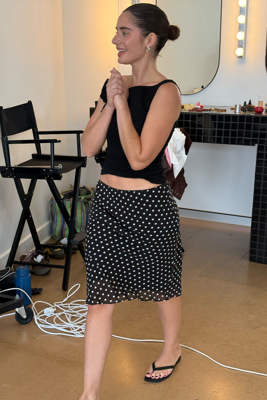 Bias Knee Skirt Pois Nera (first production run) – Olga Joan